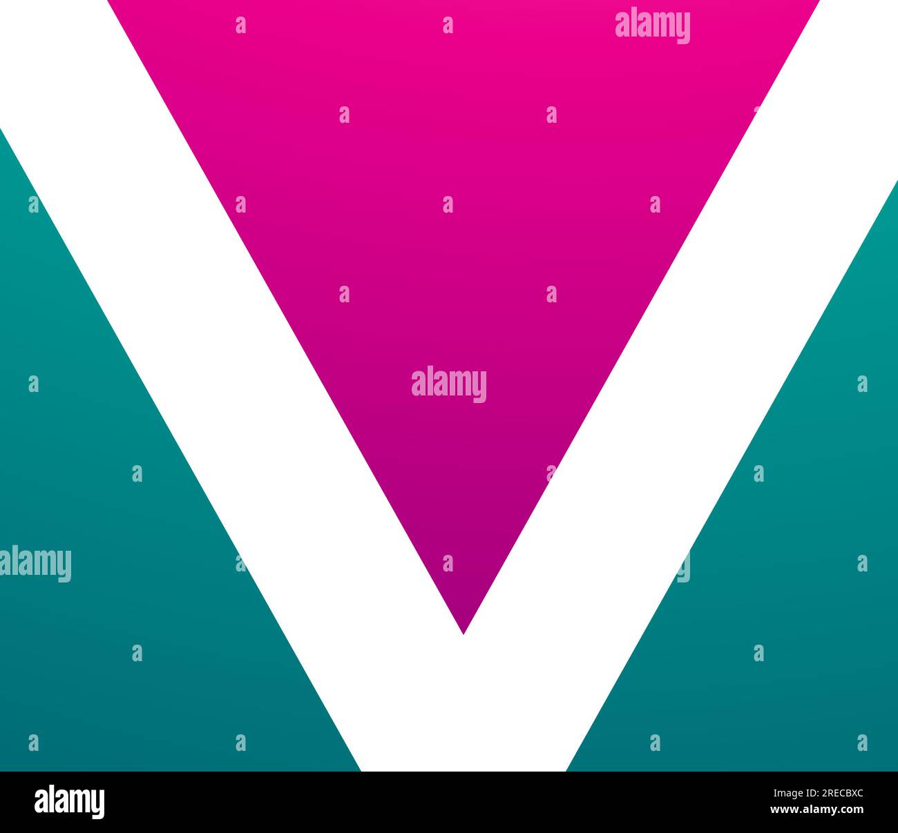 Magenta and Green Rectangular Shaped Letter V Icon on a White ...