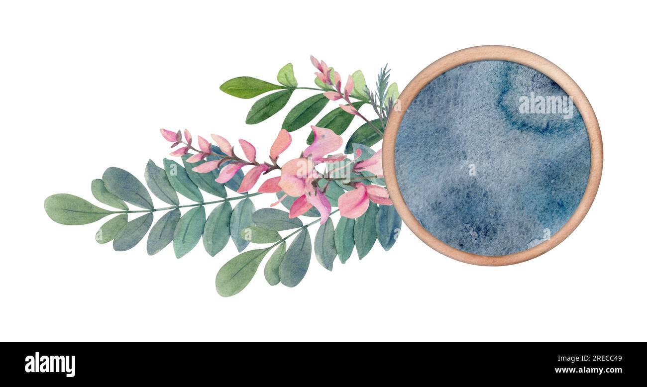Hand drawn watercolor indigo coloring natural plant dye and materials ...