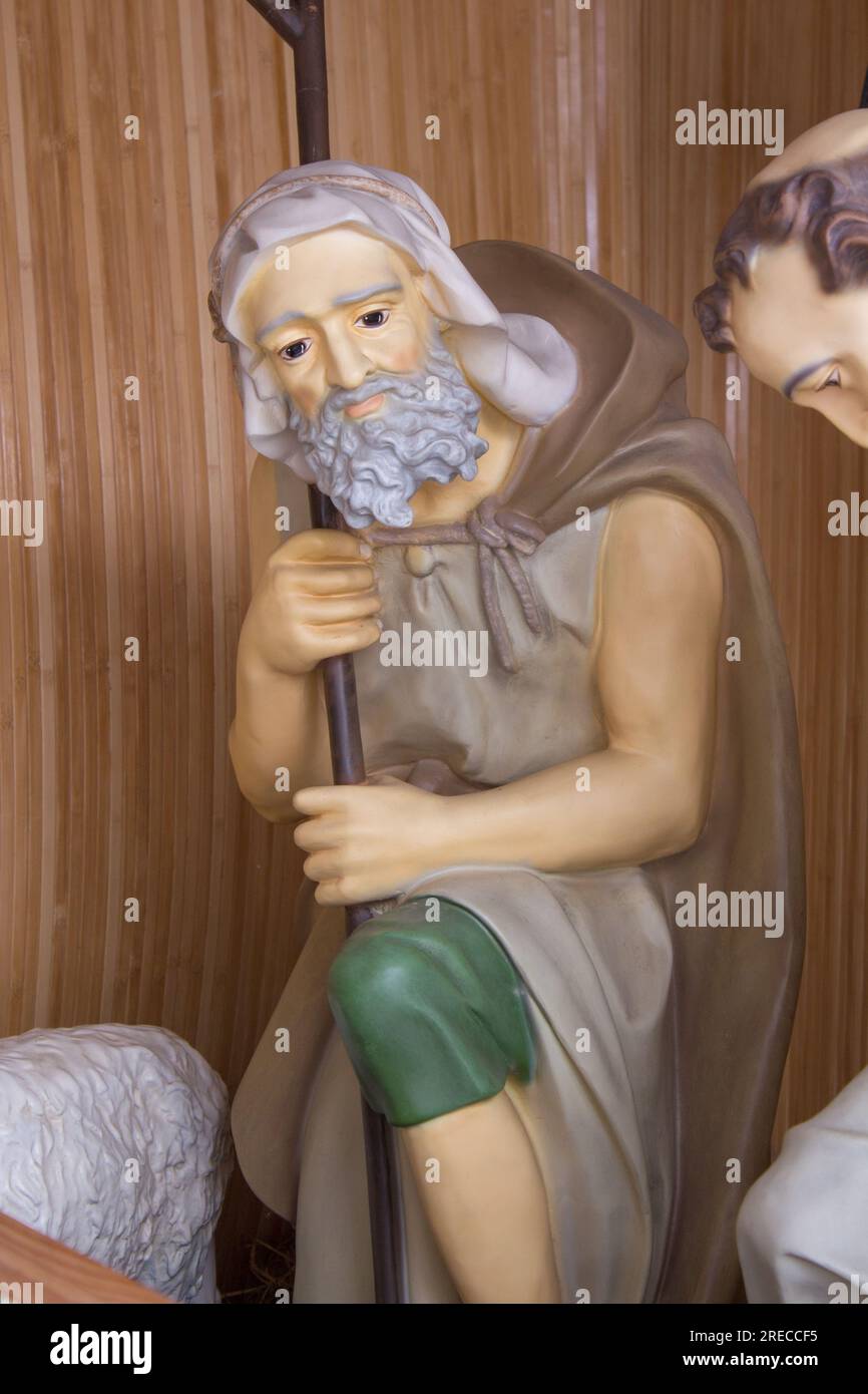 A nativity scene and statuettes at work Stock Photo - Alamy