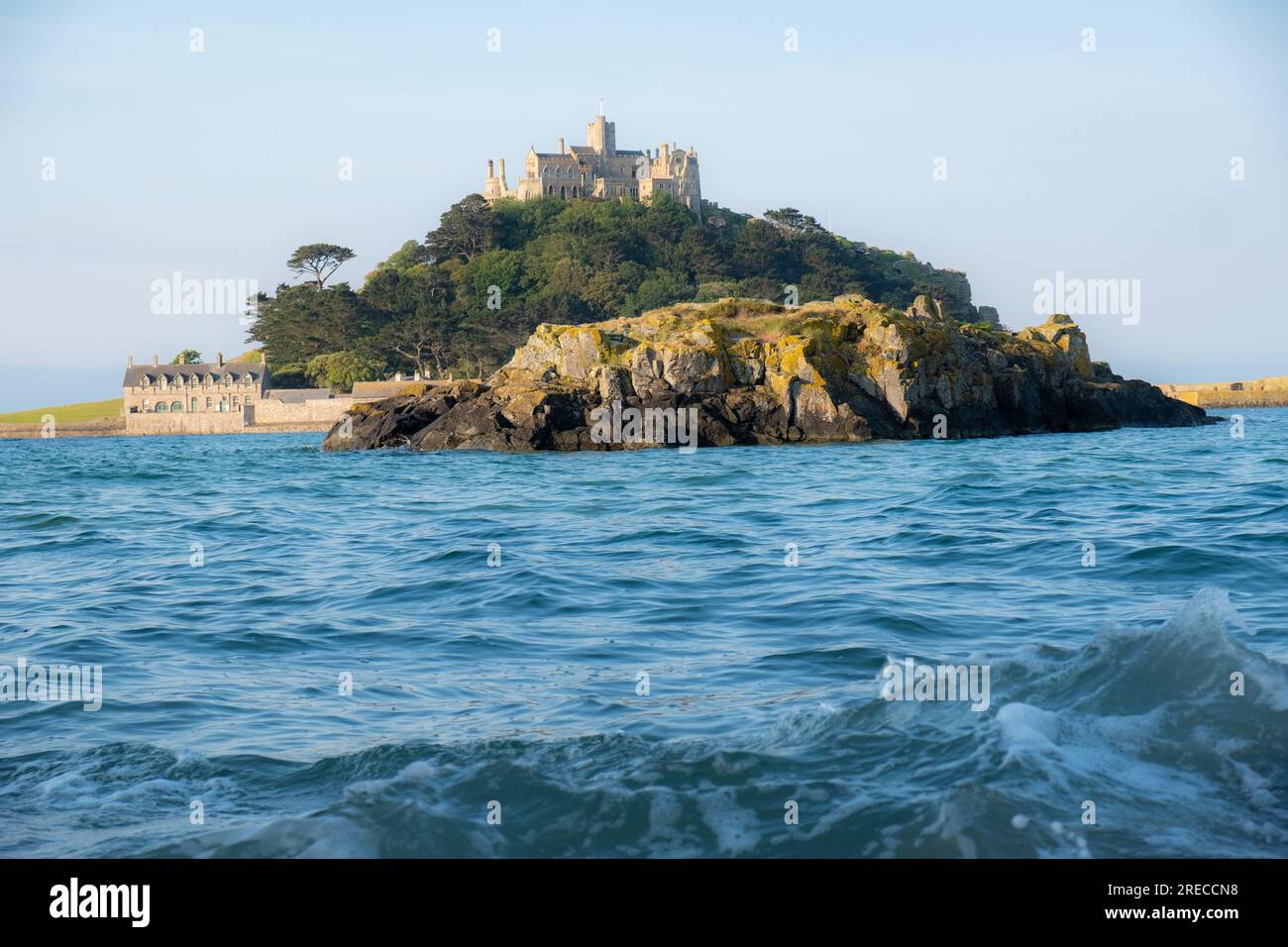 Low perspective shot of Saint Michael's Mount island, Cornwall, Great ...