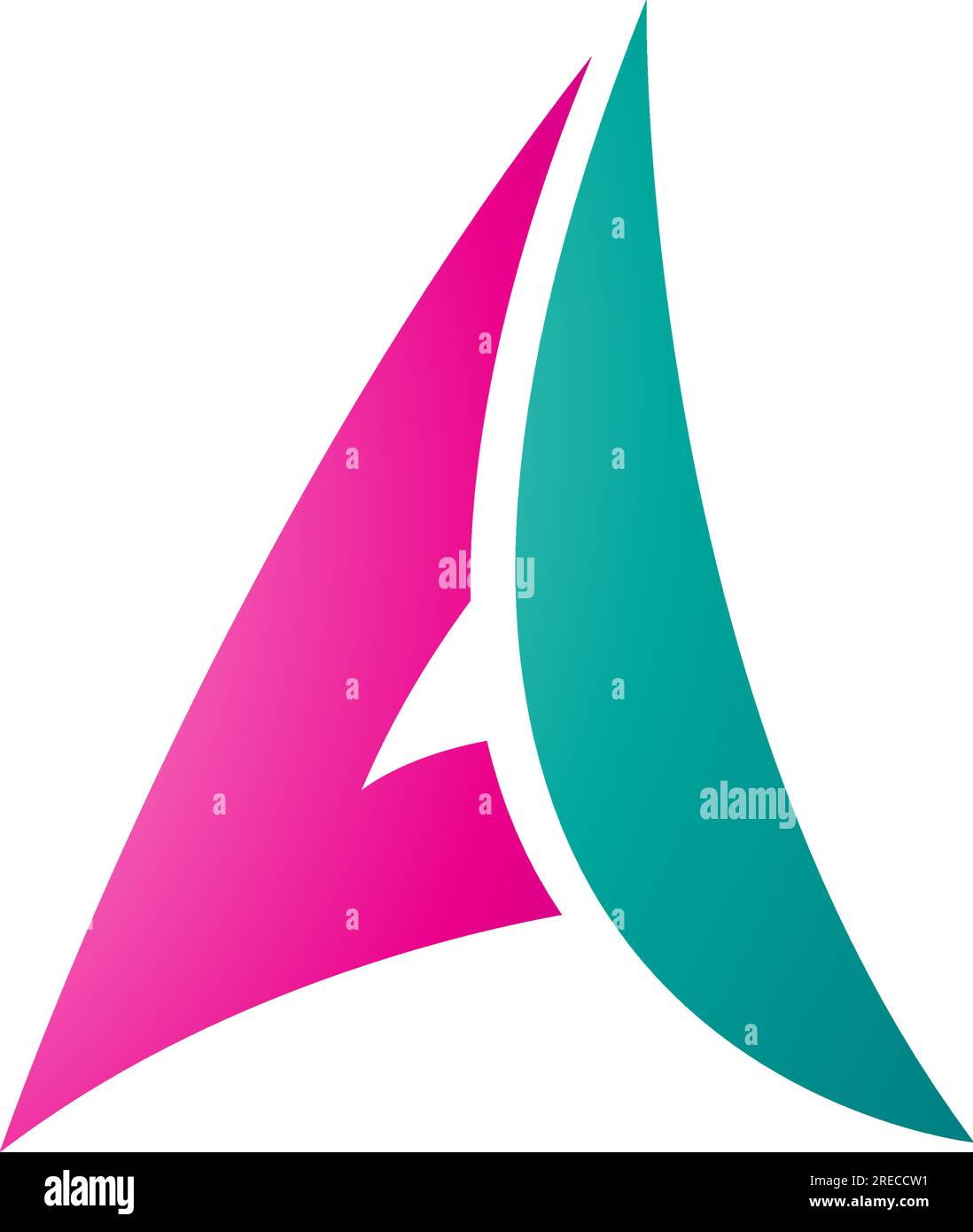 Magenta and Persian Green Paper Plane Shaped Letter A Icon on a White ...
