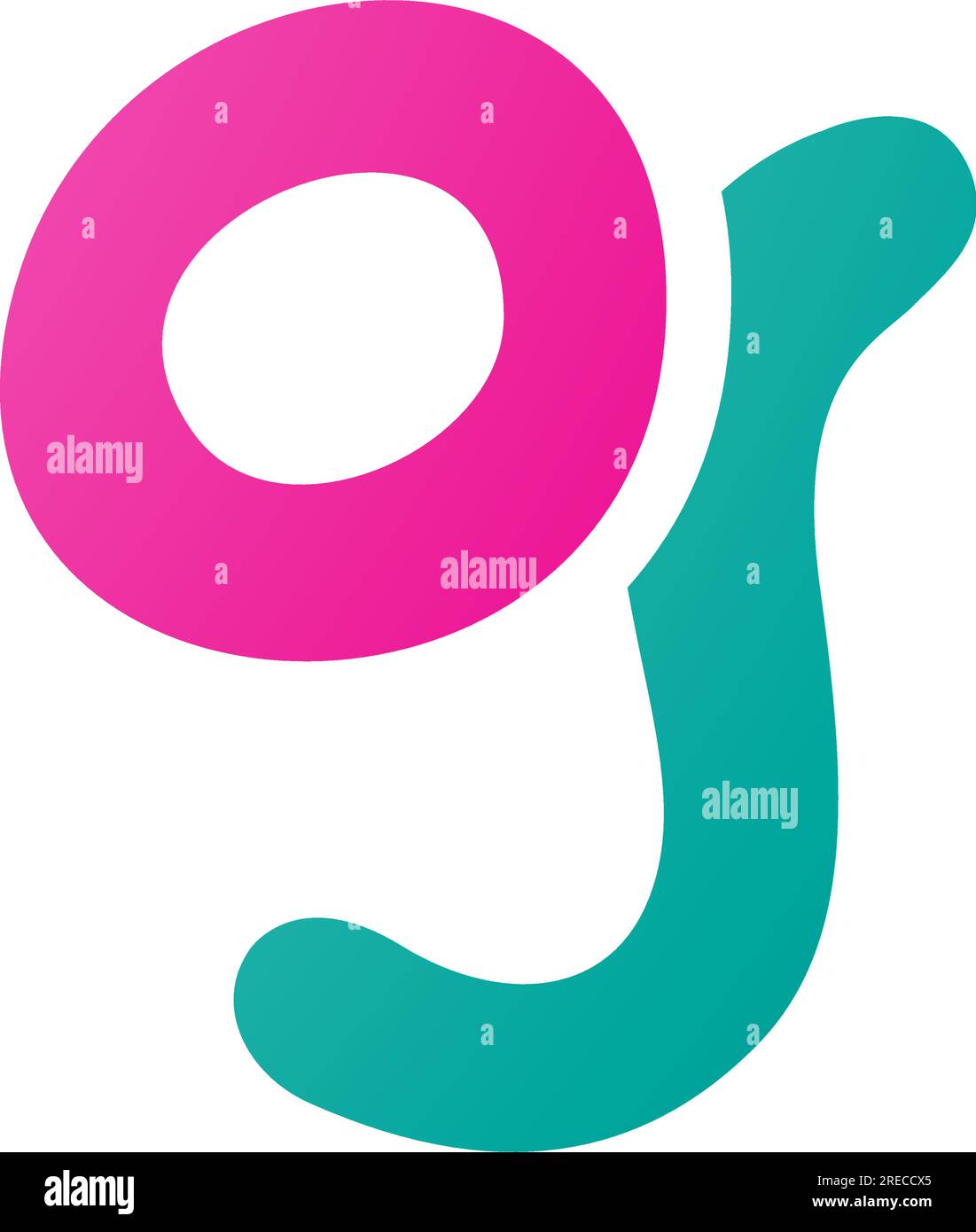 Persian Green and Magenta Letter G Icon with Soft Round Lines on a ...