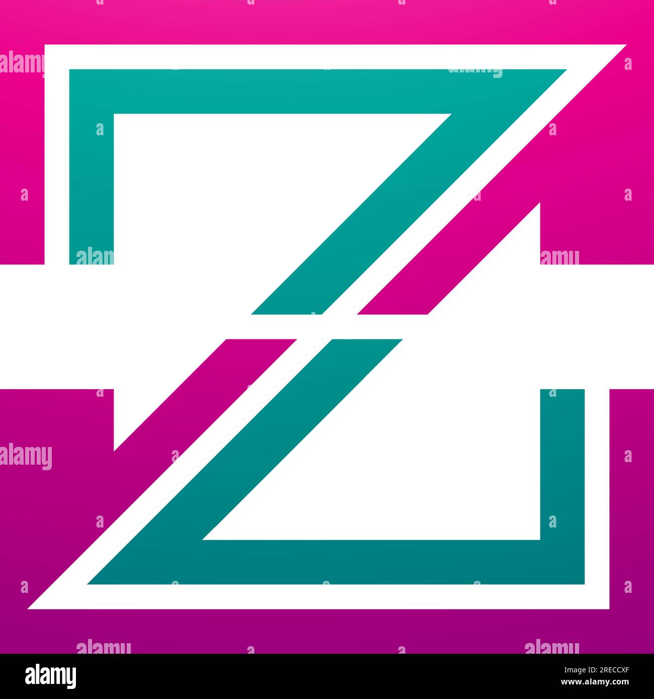 Magenta and Green Striped Shaped Letter Z Icon on a White Background ...