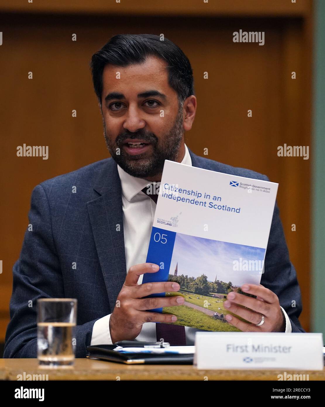 First Minister Humza Yousaf at the launch of a policy paper on ...