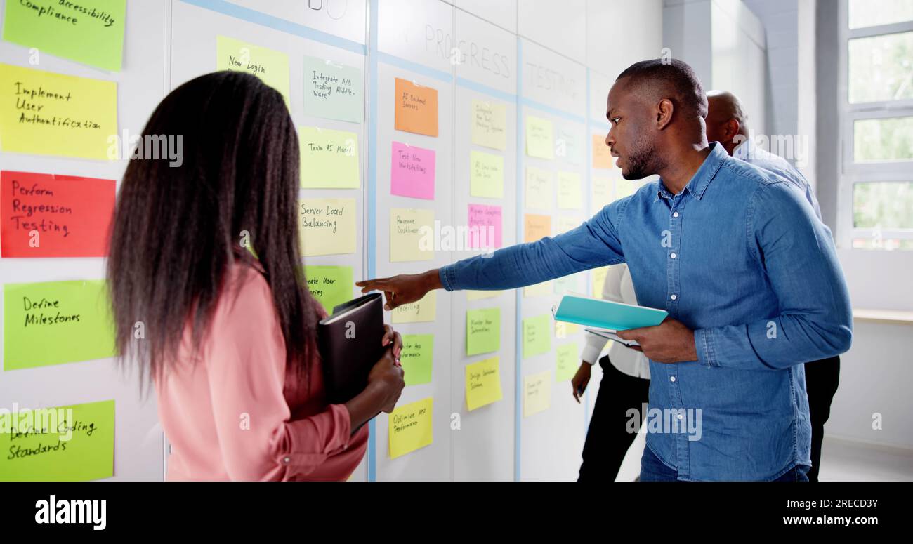 Agile Business Team Using Kanban Task Board Stock Photo - Alamy