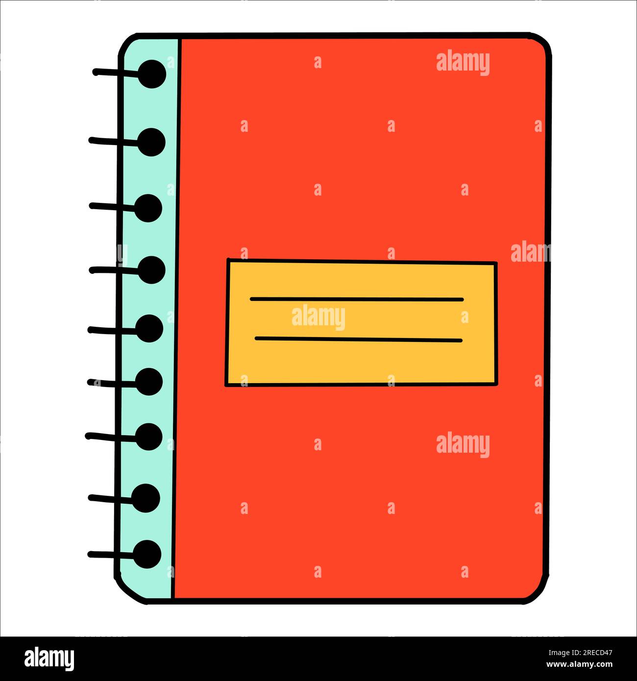 School copybook cartoon in doodle retro style. Back to school stationery element notebook bold ...