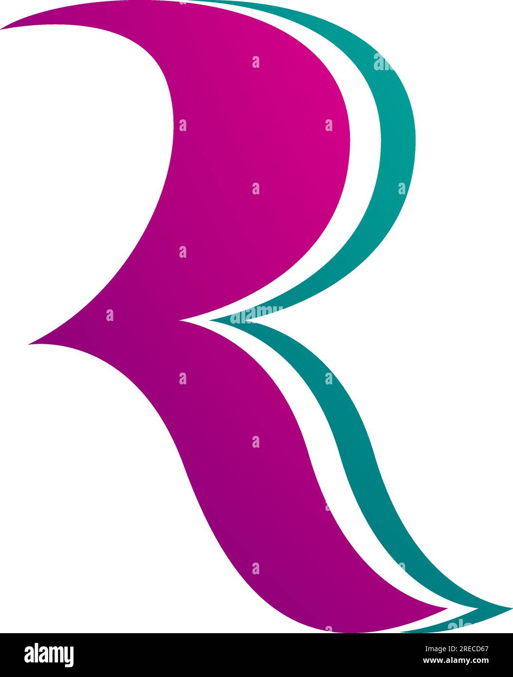 Magenta and Green Wavy Shaped Letter R Icon on a White Background Stock ...