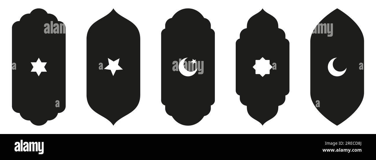 Shape Islamic door and window silhouette Arabic arch with symbols ...