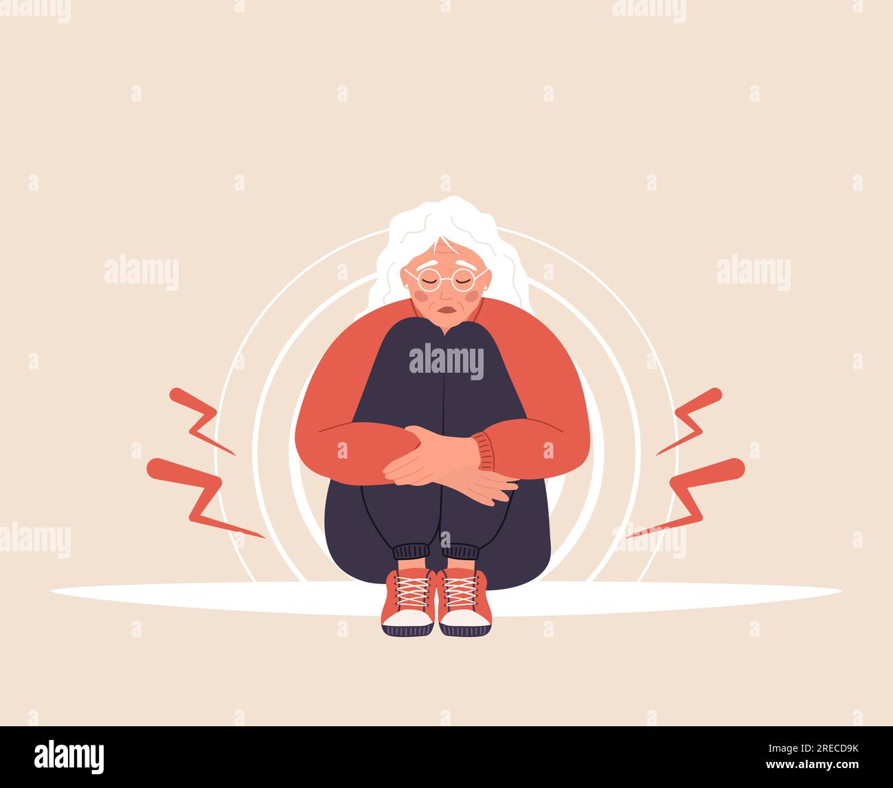 Menopause Concept Sad Elderly Woman With Female Problems Abdominal