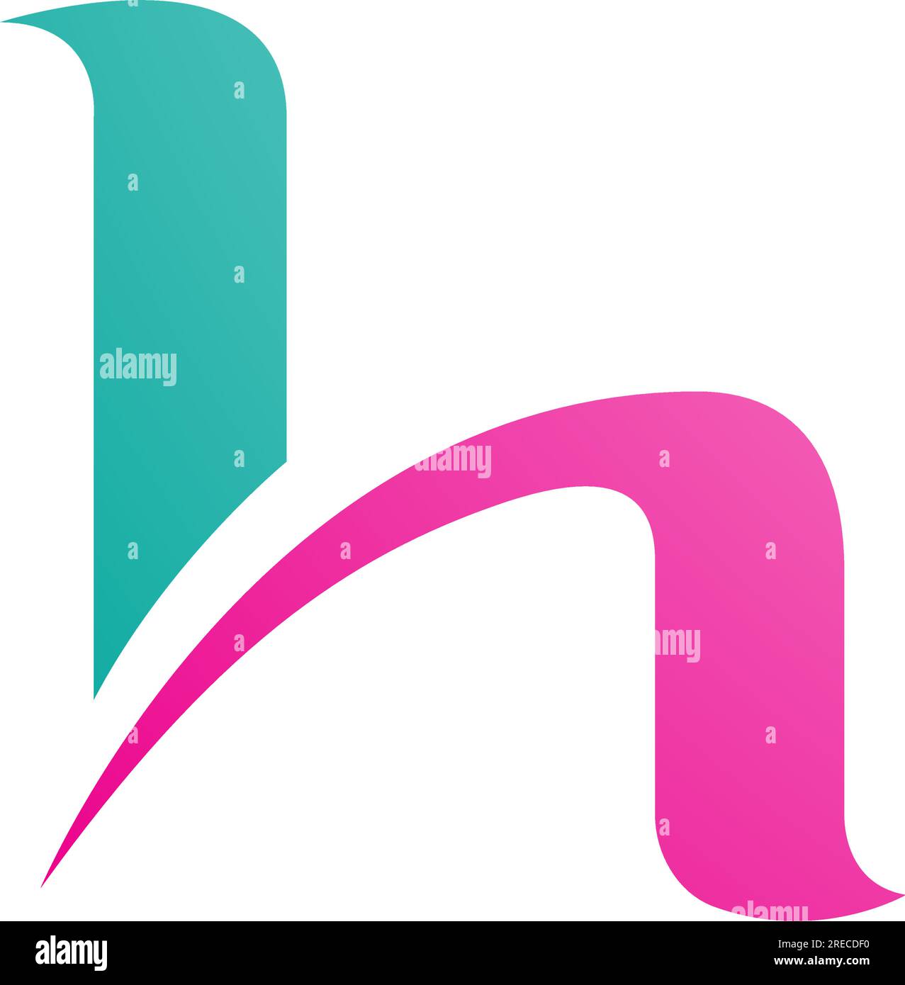 Persian Green and Magenta Letter H Icon with Round Spiky Lines on a ...