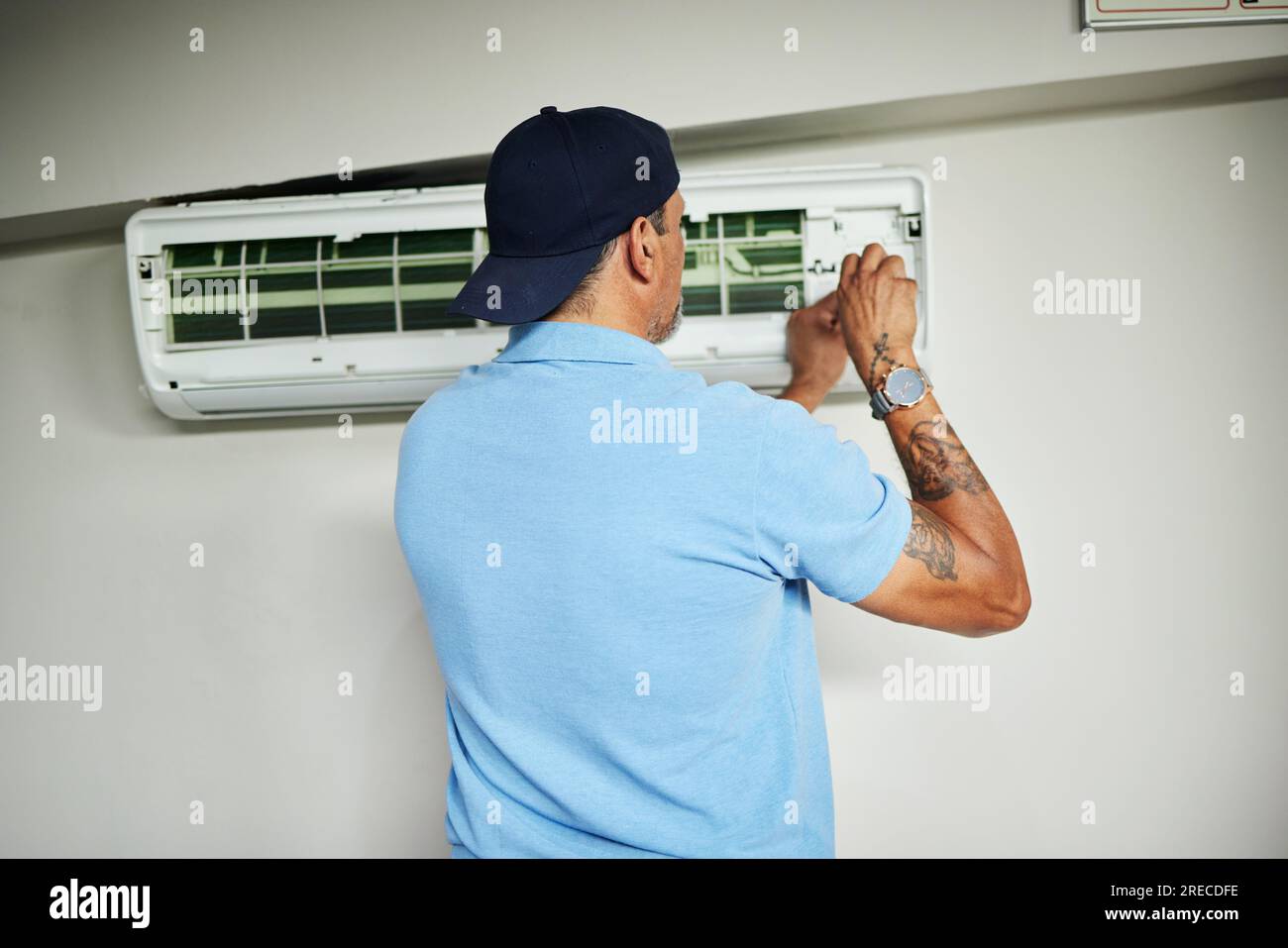 Machine, ac repair and air conditioner with man and screwdriver for ...