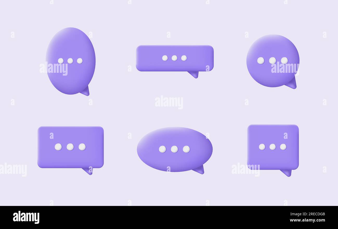 3d speech bubble icon. Set of chatting box on purple background. Modern ...