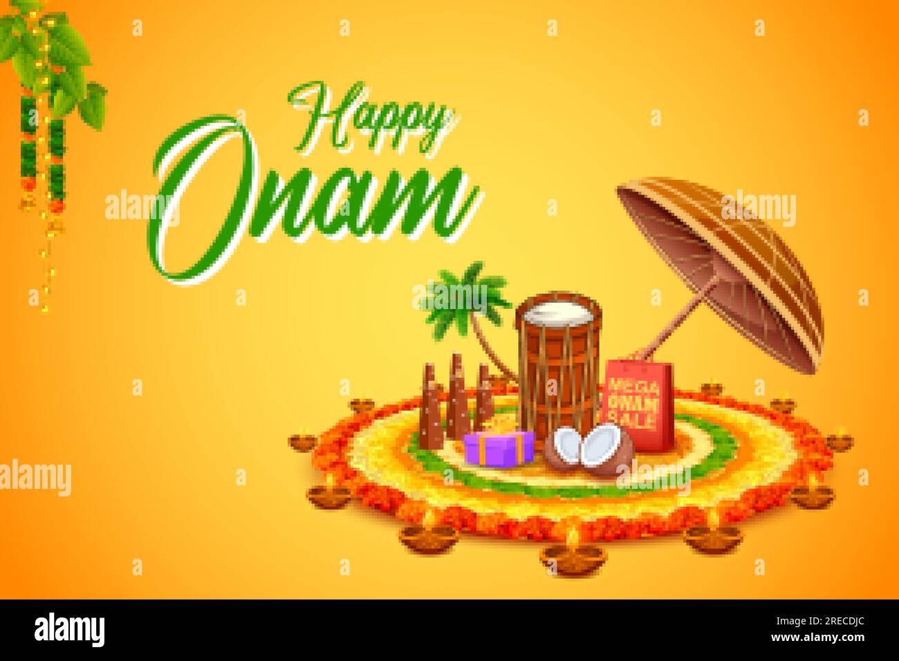 illustration of Colorful flower Pooklam rangoli design in celebration ...