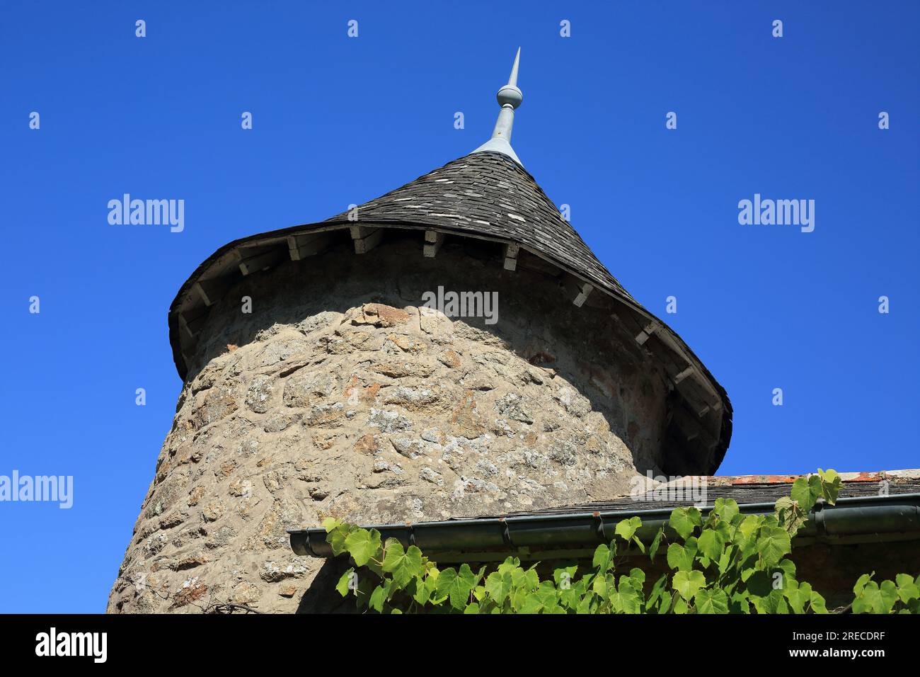 Turret on house in Rue de l'eglise, Ile Aux Moines, Golfe du Morbihan ...