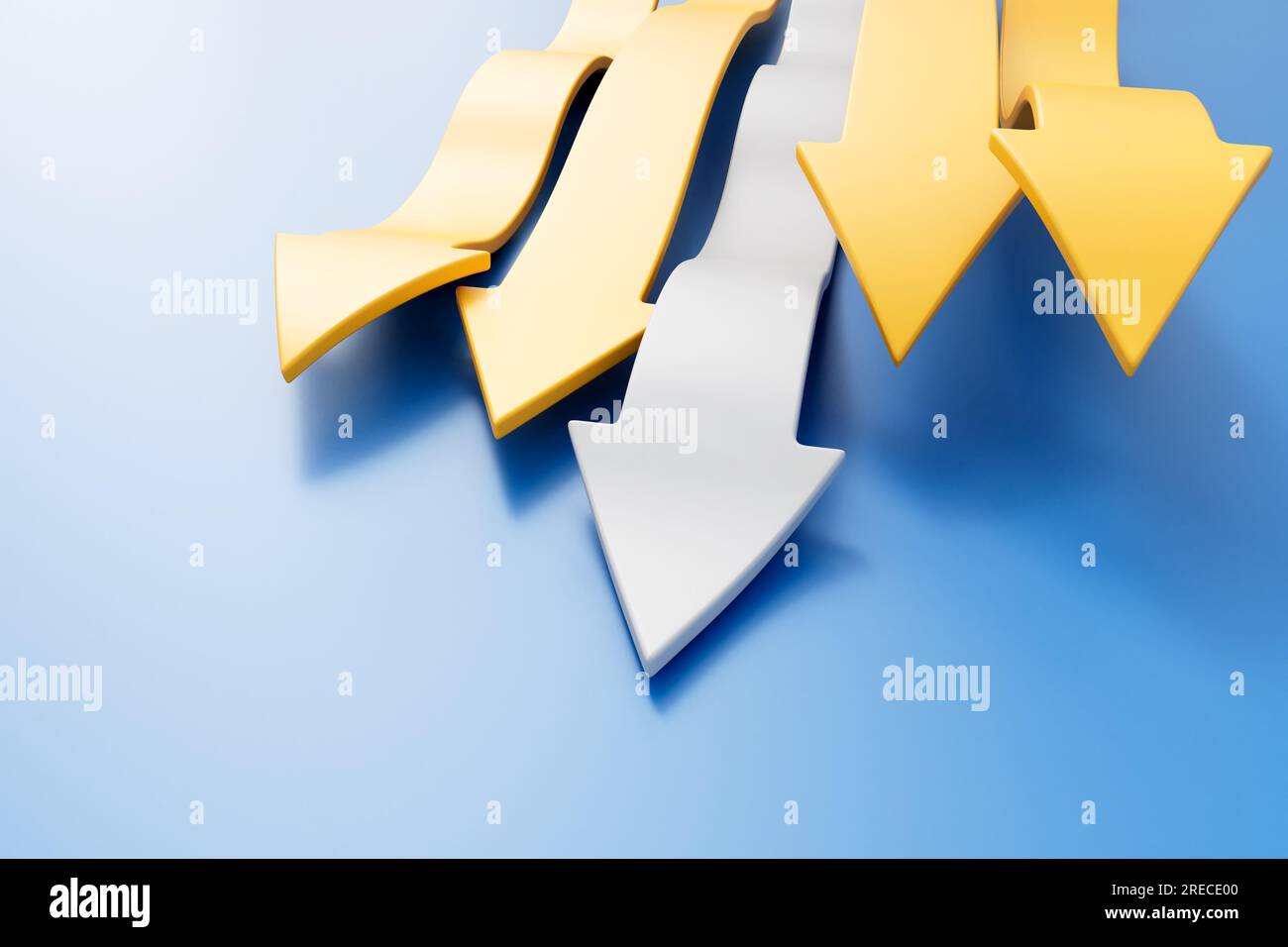 Arrows moving in the same direction with one standing out. Business ...