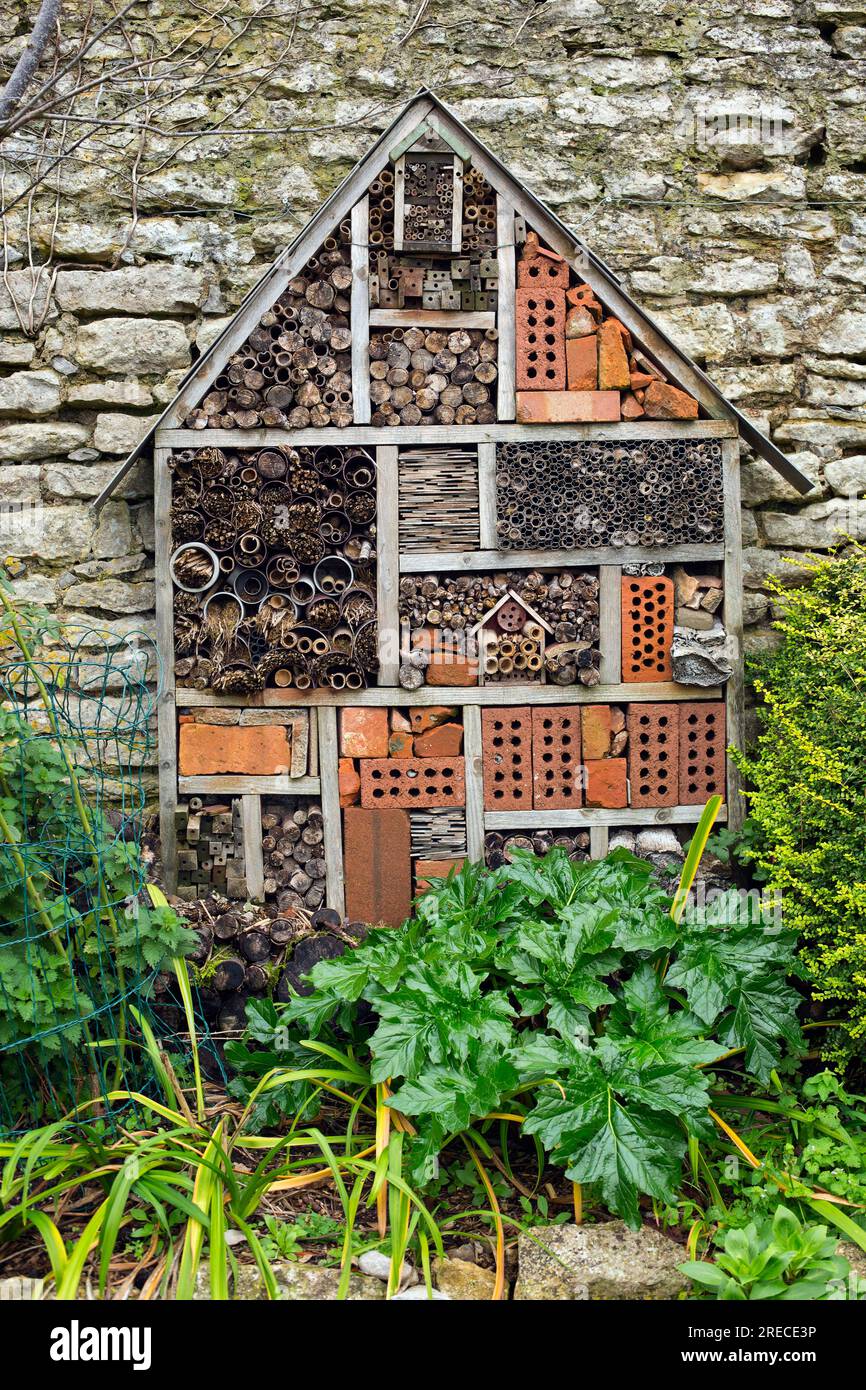 Bee & Bee Bug Hotel Stock Photo - Alamy