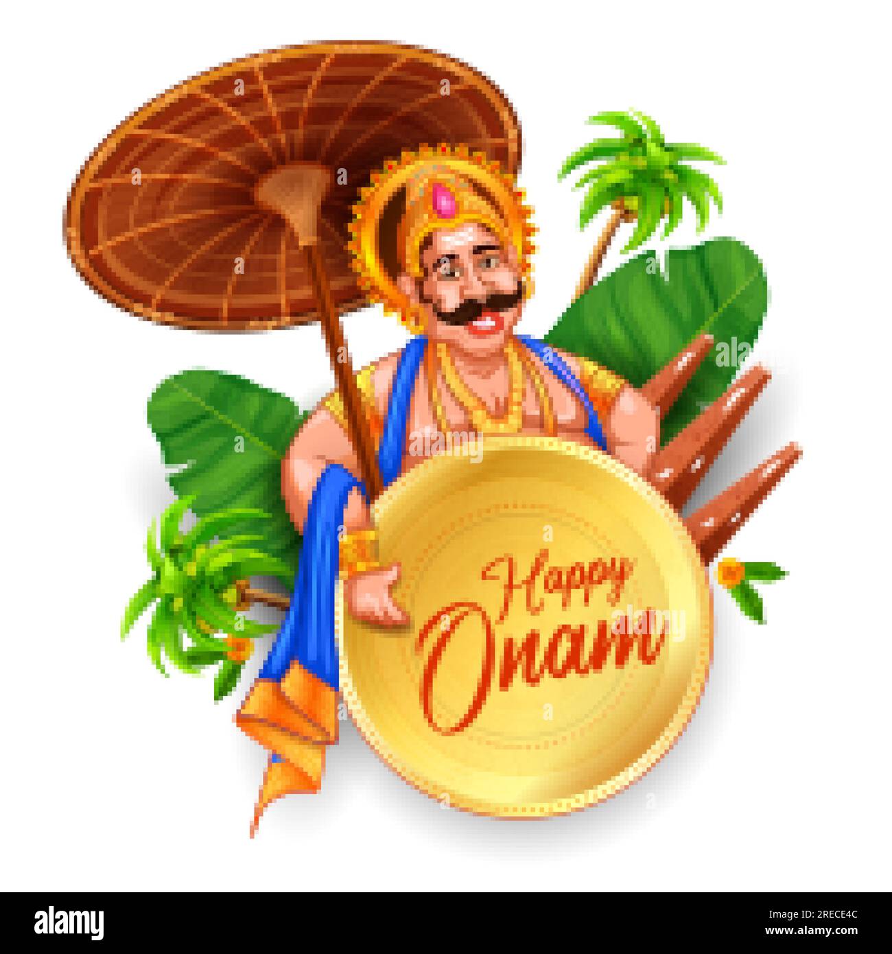 illustration of King Mahabali in Onam traditional festival background ...