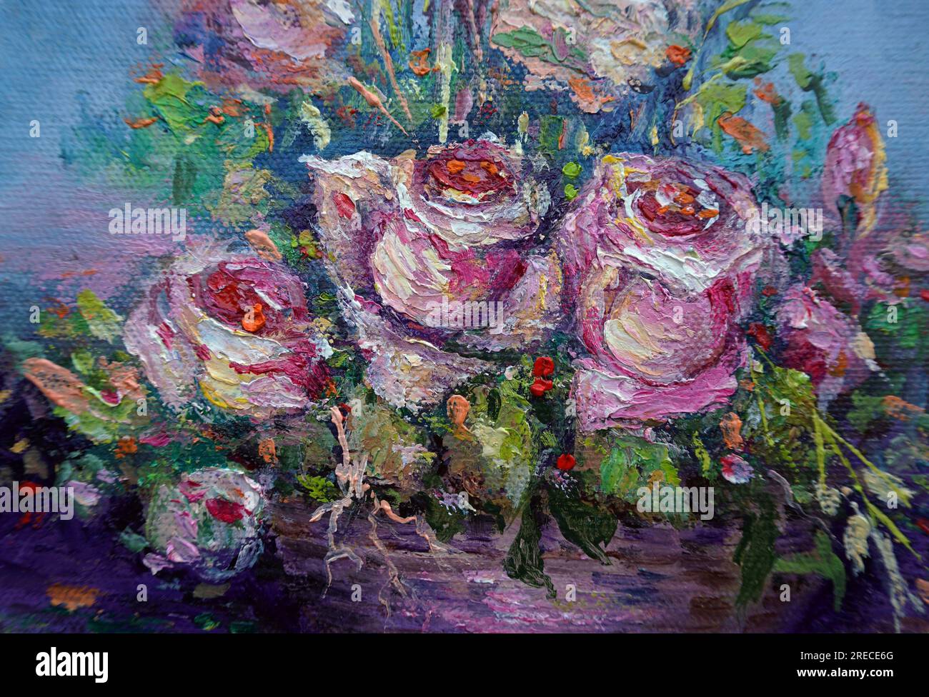 Art painting Oil color rose flower Stock Photo - Alamy