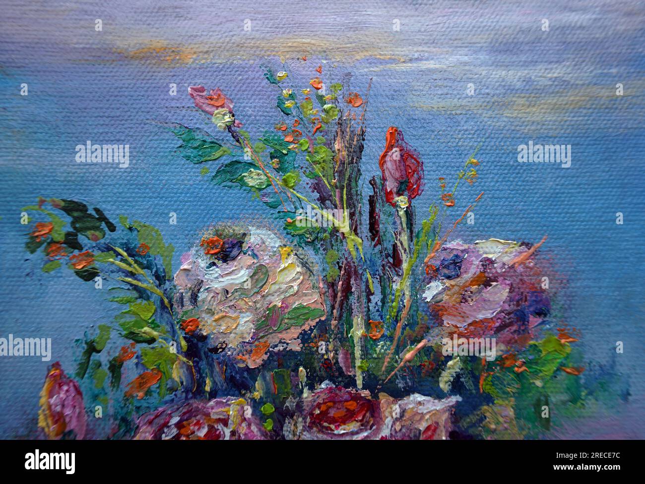 Art painting Oil color rose flower Stock Photo - Alamy