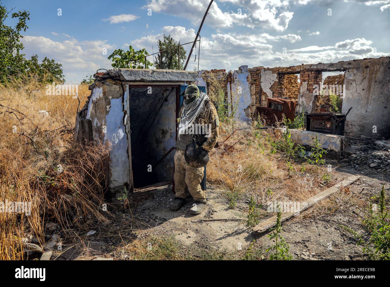 BLAHODATNE, UKRAINE - JULY 19, 2023 - A figure created by local ...