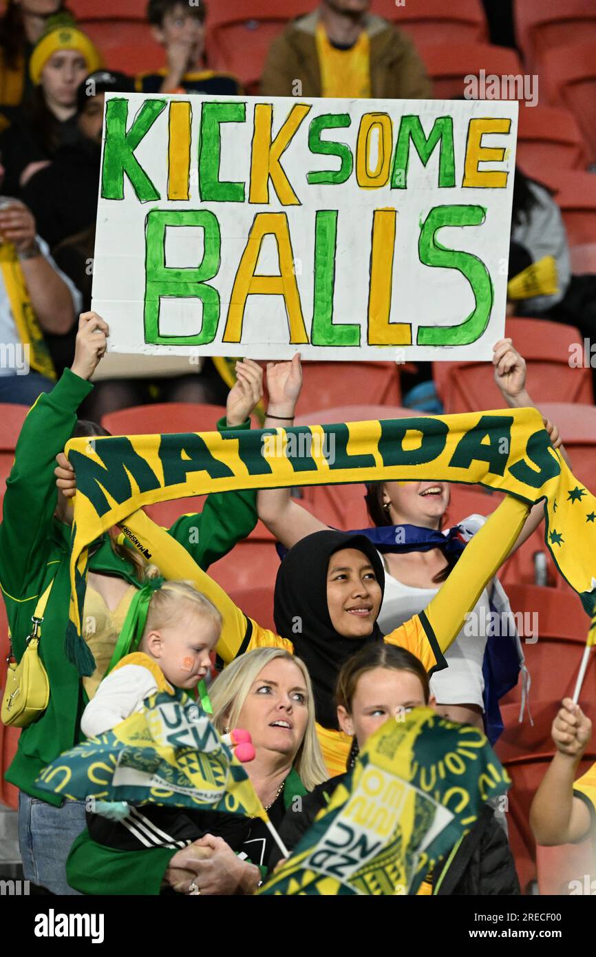 Brisbane, Australia. 27th July, 2023. Matilda's supporters ahead of the ...