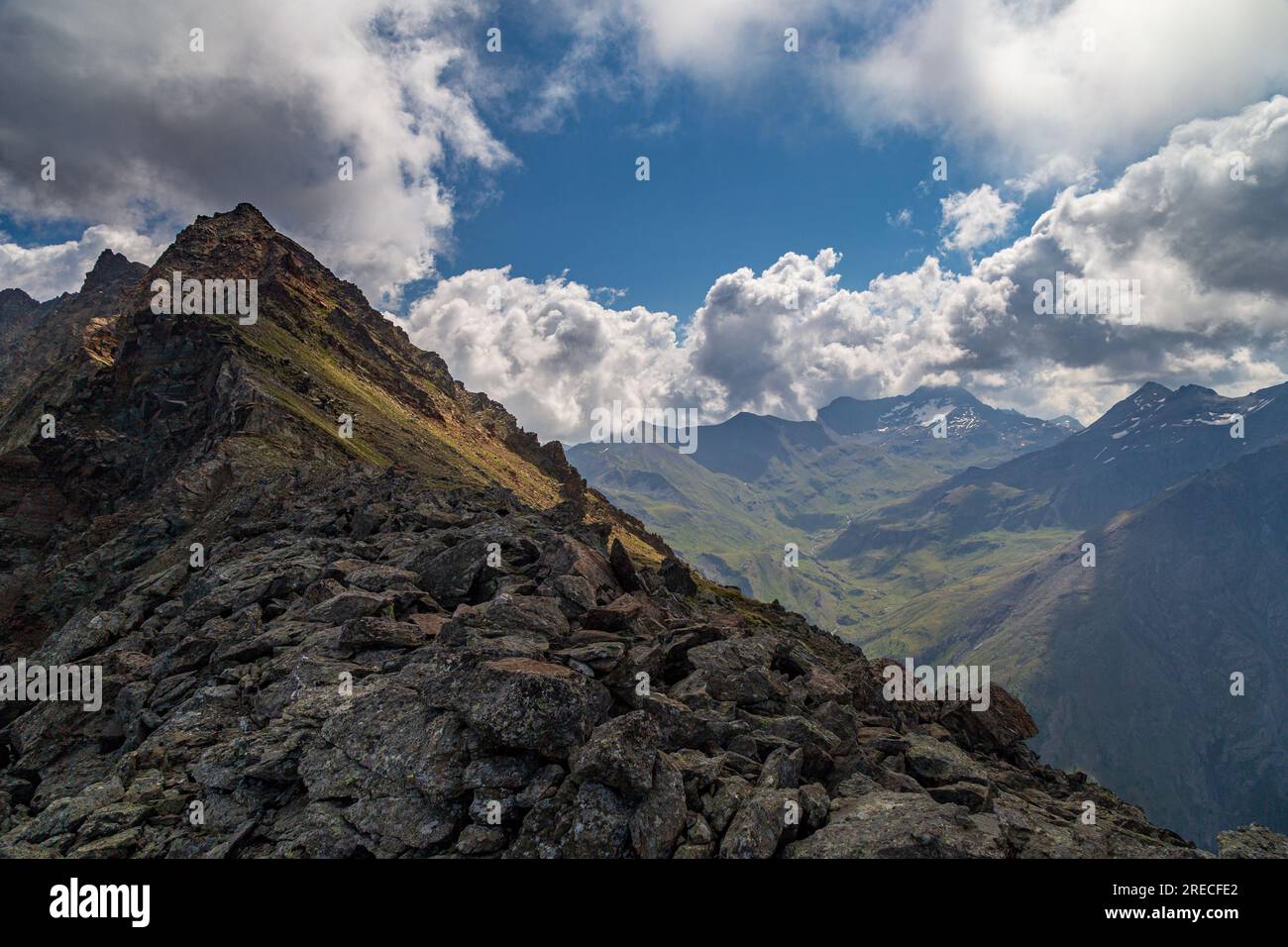 The beautiful valley in front of the Gran Paradiso in a summer day ...