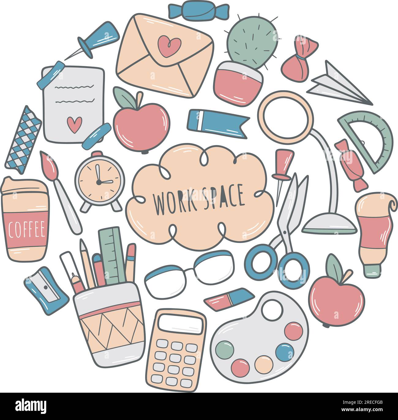 Round desktop design hand drawn Stock Vector Image & Art - Alamy