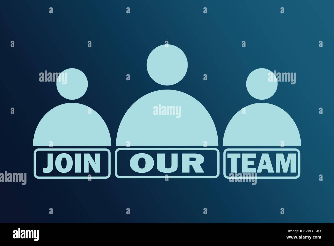 Join our team concept with people silhouettes and text on blue gradient ...