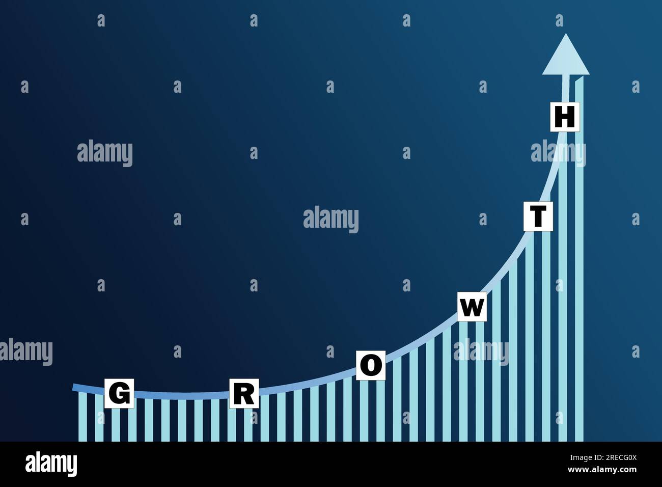 Business Success Growing Growth Increase Up Concept Business Graph On Blue Gradient Background