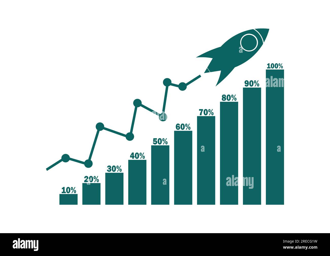 Rocket and graph icon. Success business and marketing theme. Isolated ...
