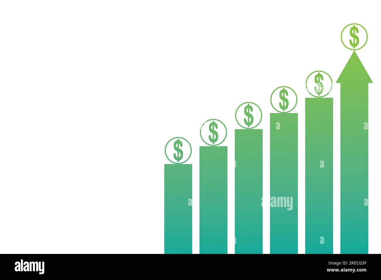 Growing business graph with dollar sign on a white background. Vector ...
