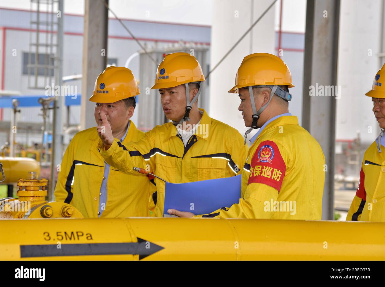 HAIAN, CHINA - JULY 23, 2023 - Police conduct a safety check at a gas ...