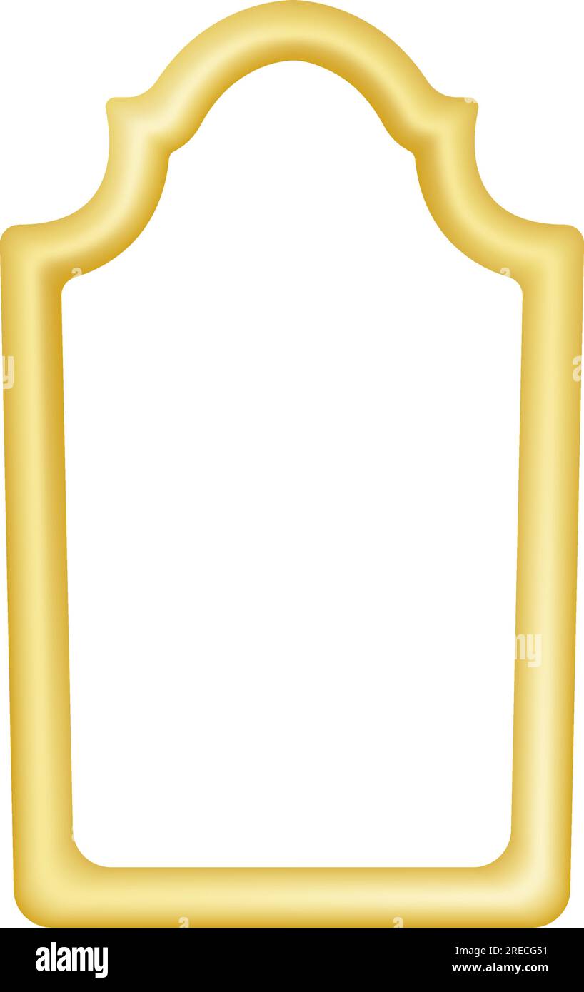 Golden frame window in oriental style. Gold arch door in oriental style ...