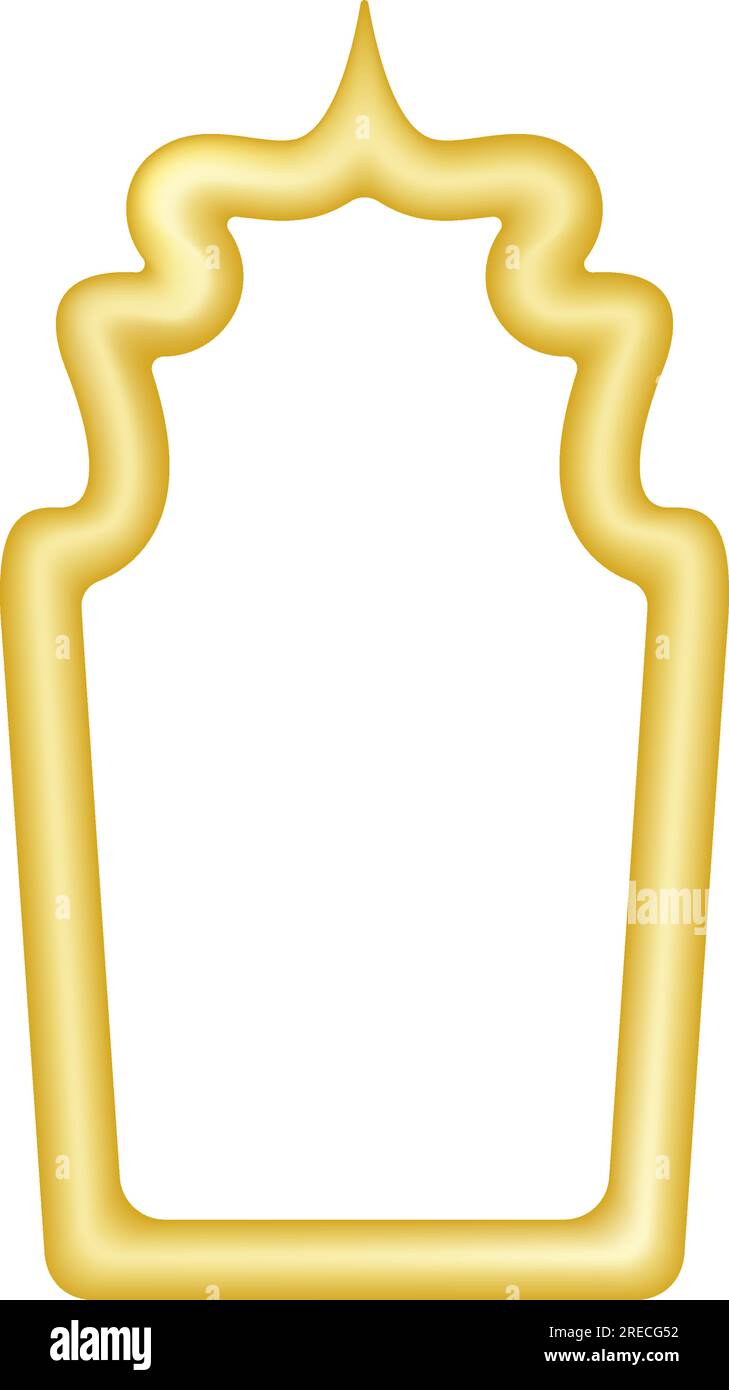 Oriental gold frame. Golden outline of an islamic window. Vector ...