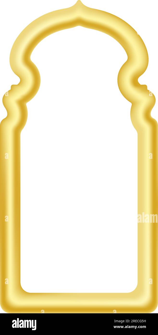 Golden frame in oriental style. Islamic gold arch. Vector illustration ...