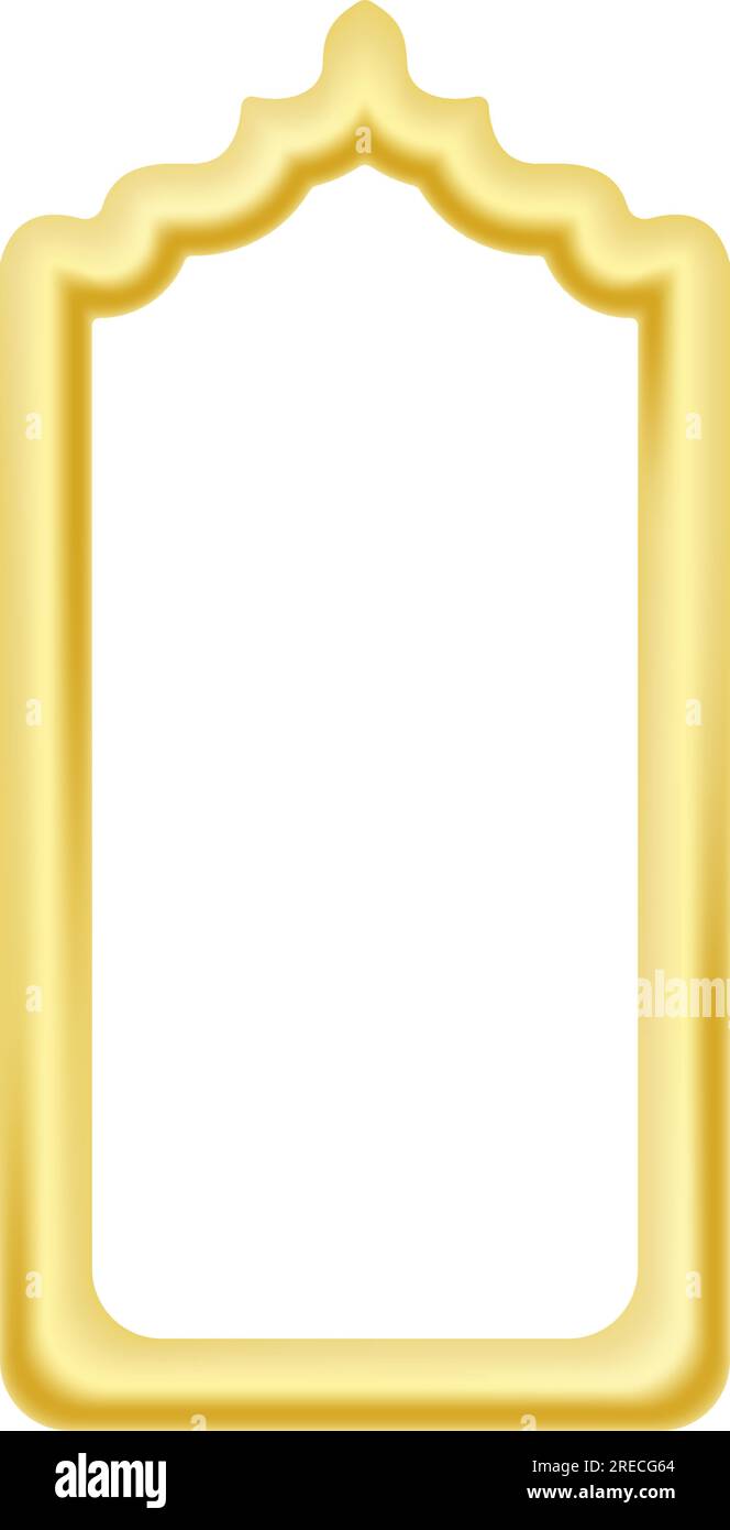 Oriental gold frame. Islamic golden arch contour. Vector illustration ...