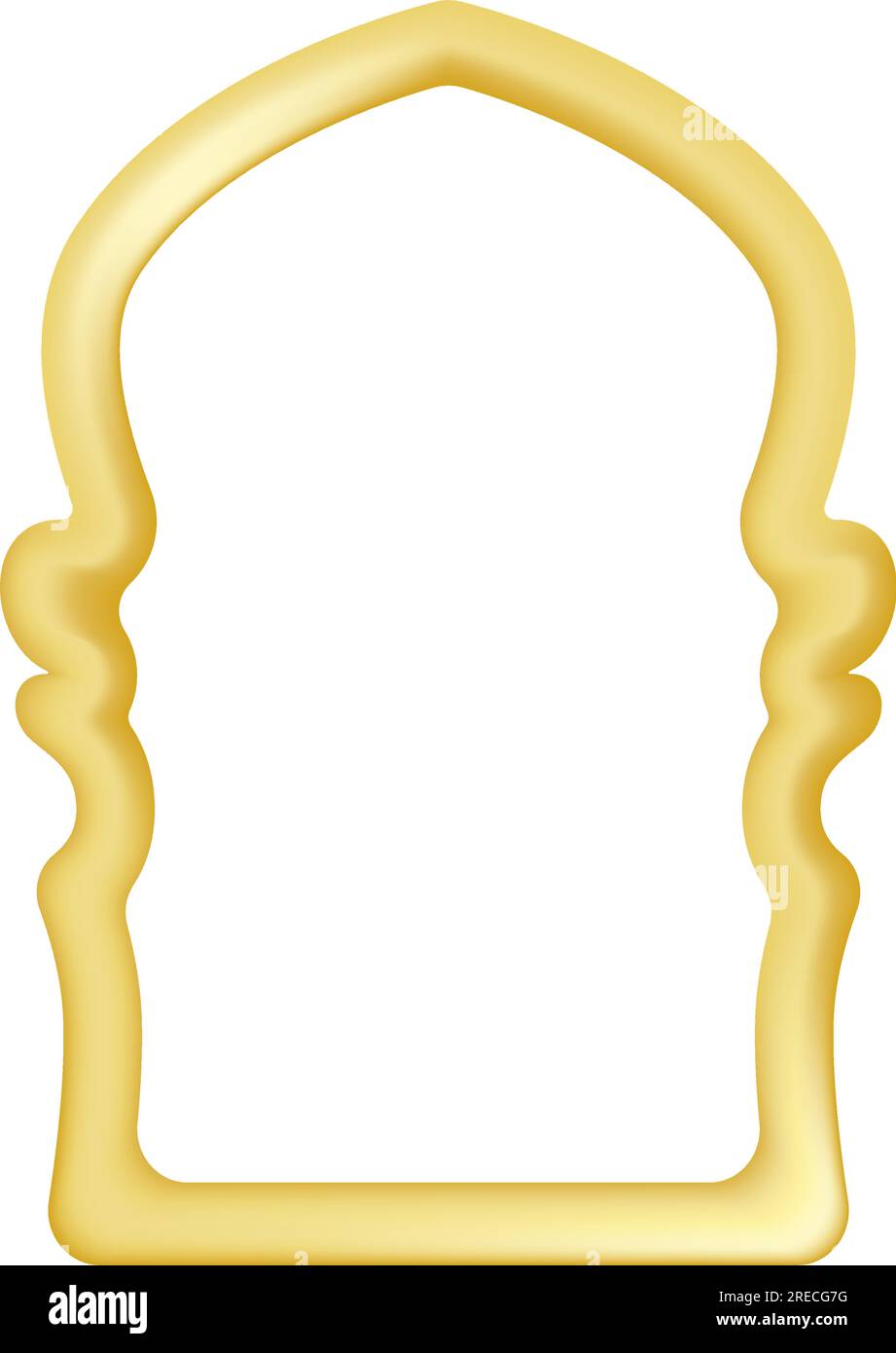 Golden frame in oriental style. Gold arch door in arabic style. Vector ...