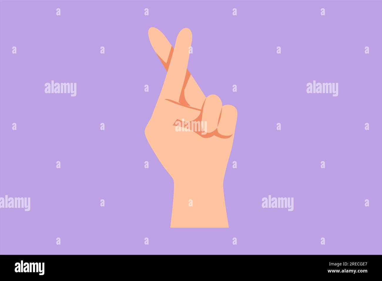 Cartoon flat style drawing hand gesture with cross finger. Emoji hand ...