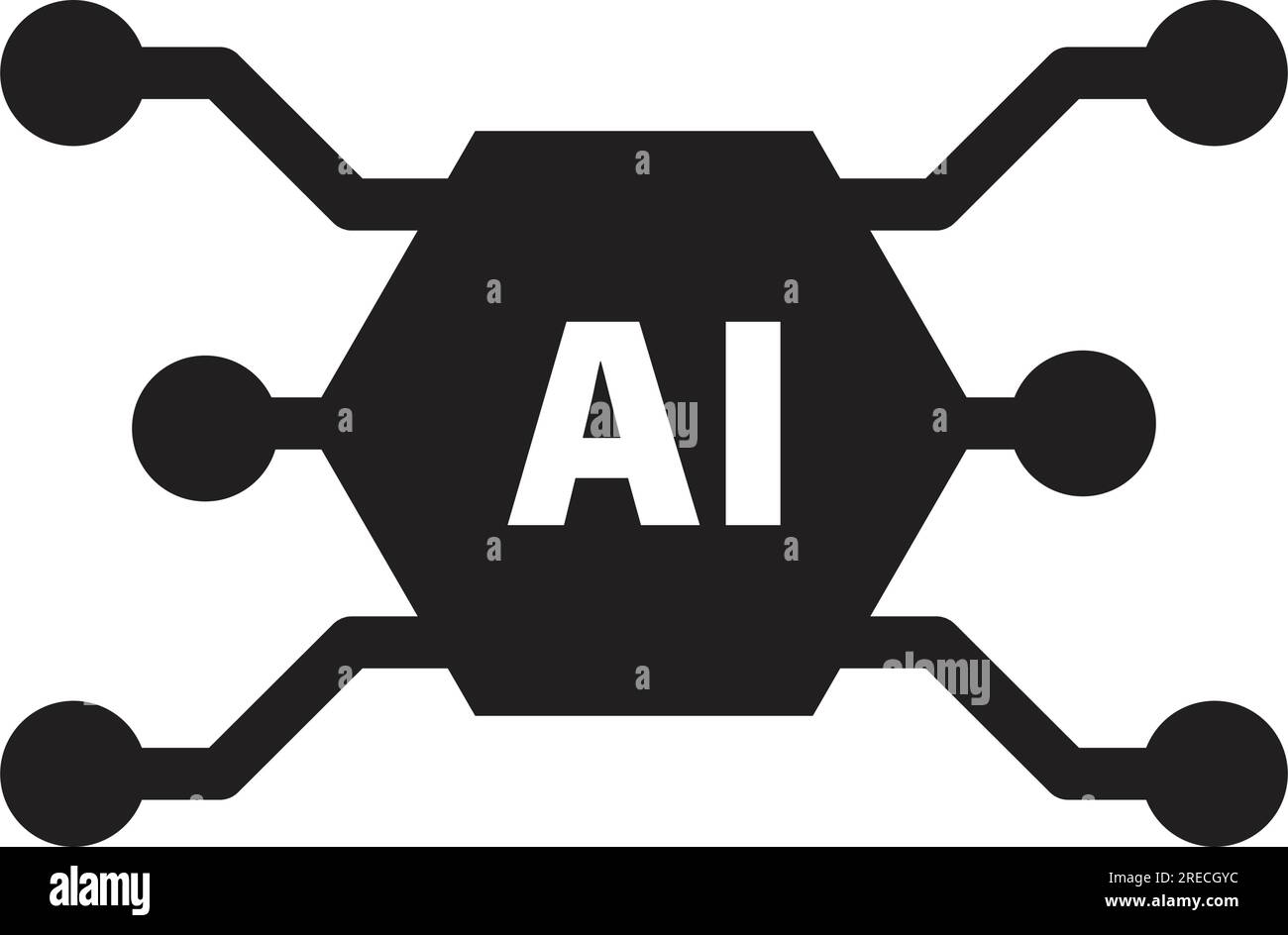 AI, Artificial intelligence icon digital micro chip for computer and ...