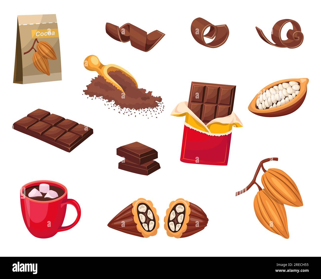 Chocolate set. Chocolate bar, cocoa powder, cocoa beans. World ... Chocolate set. Chocolate bar, cocoa powder, cocoa beans. World ...