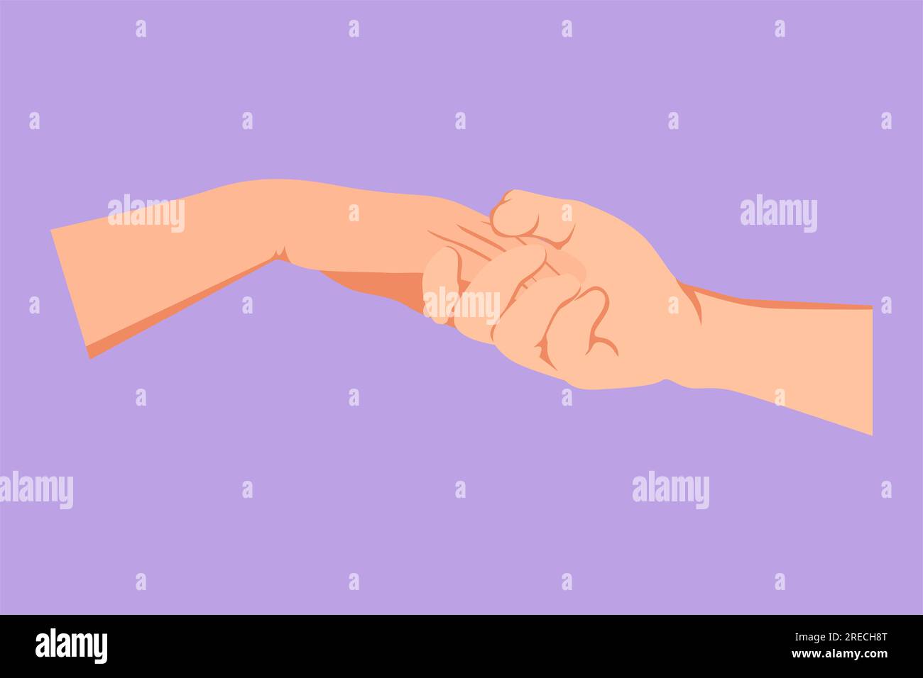Cartoon flat style drawing of romantic man and woman holding hands each ...