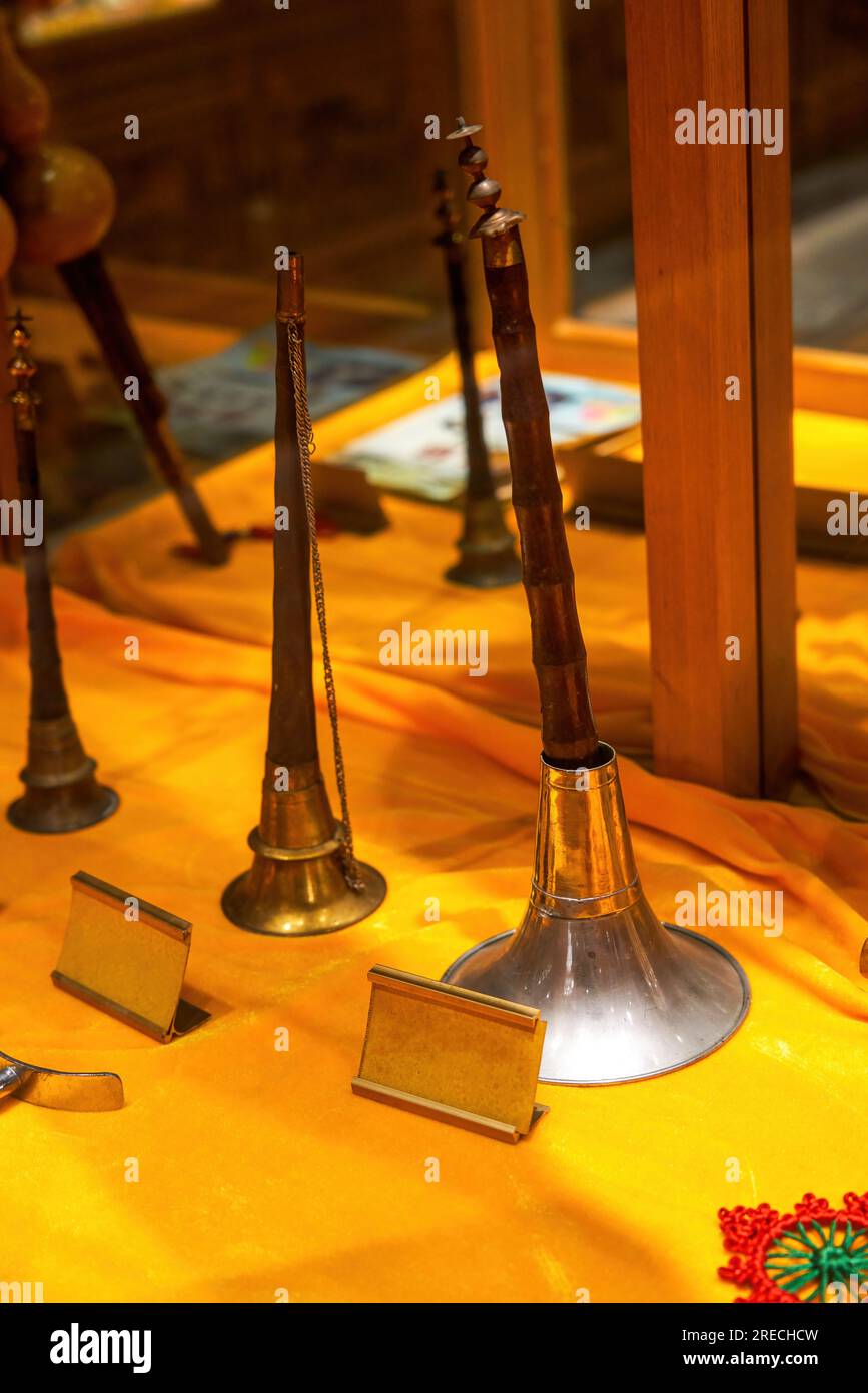 Close-up of various traditional Chinese vocal instruments Stock Photo ...