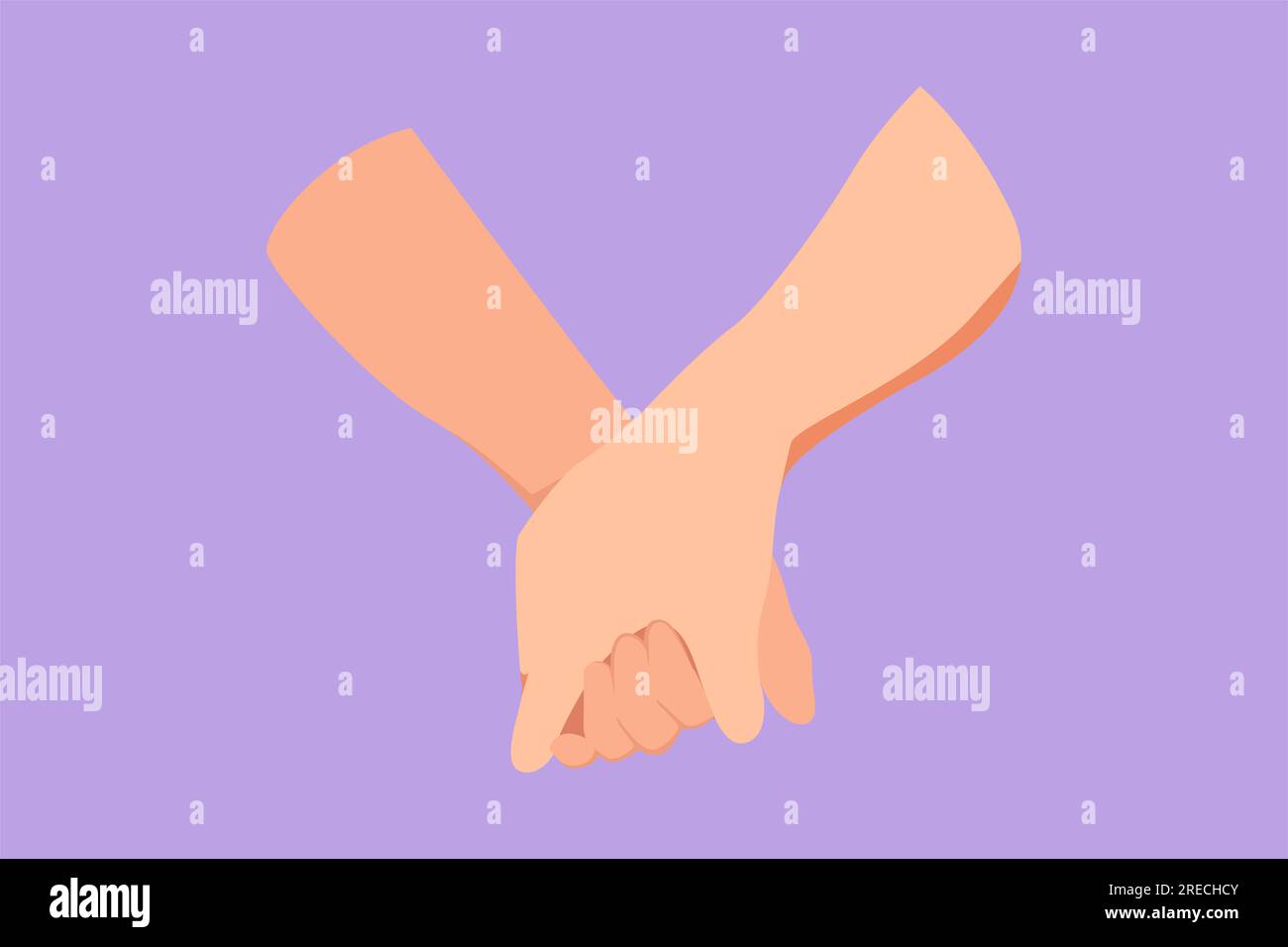 Graphic flat design drawing two hands holding each other. Sign or ...