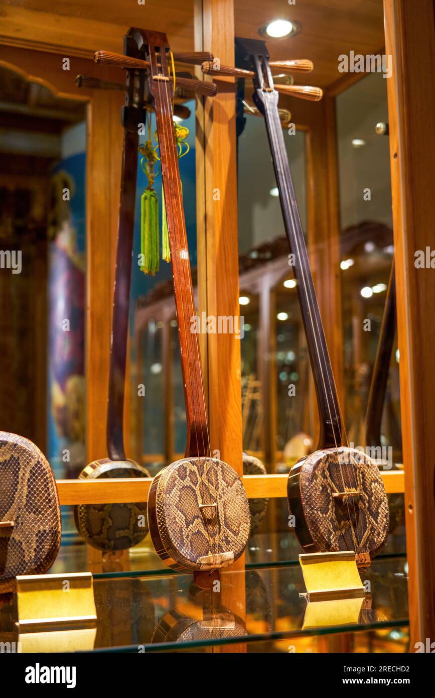Close-up of various traditional Chinese vocal instruments Stock Photo ...