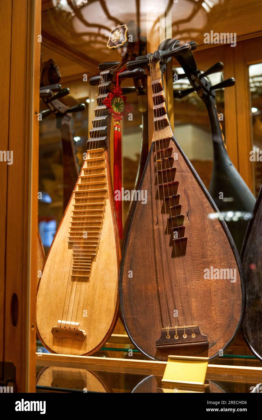 Close-up of various traditional Chinese vocal instruments Stock Photo ...