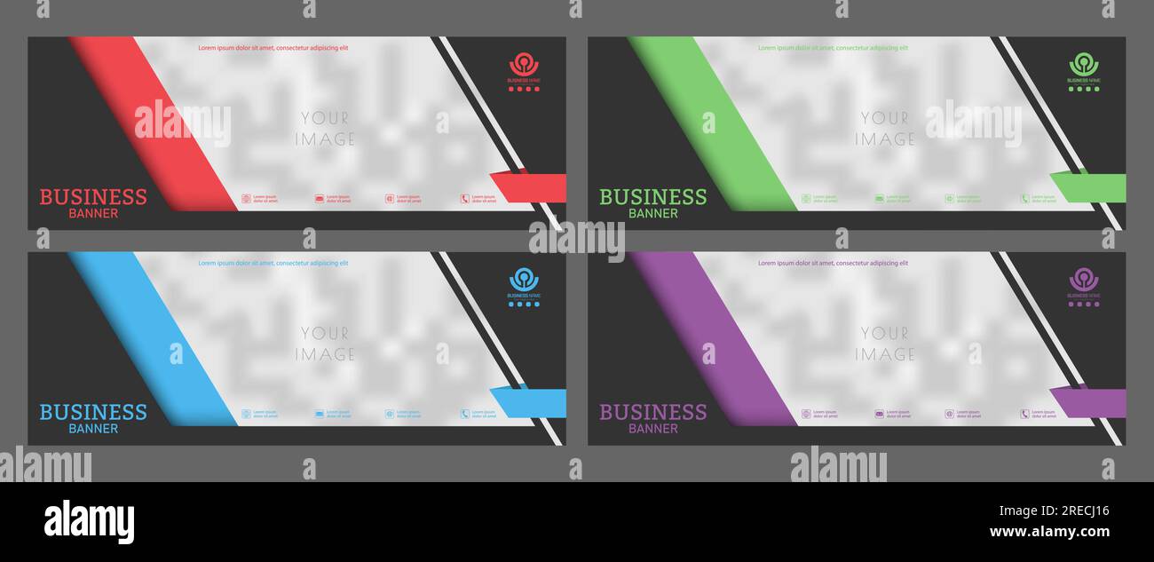Business banner. A set of horizontal templates with space for a photo ...