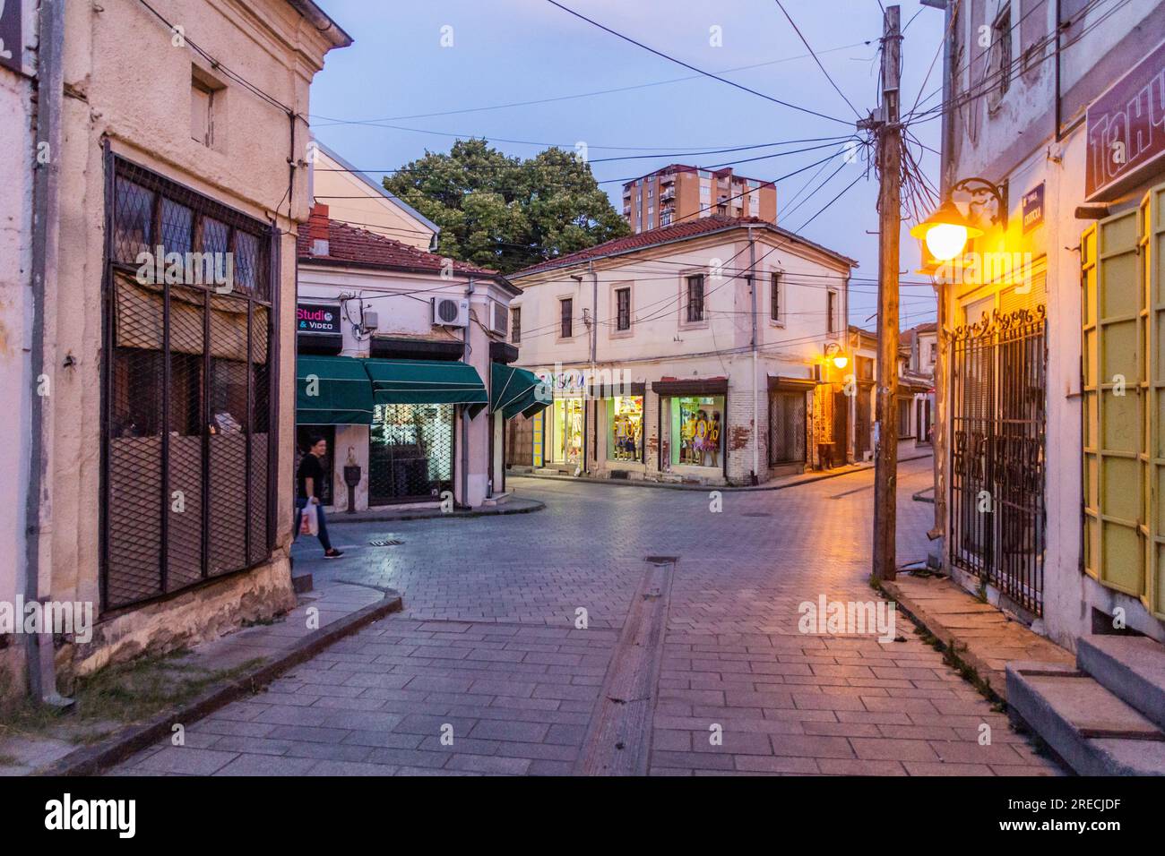 BITOLA, NORTH MACEDONIA - AUGUST 5, 2019: Evening view of streets of ...