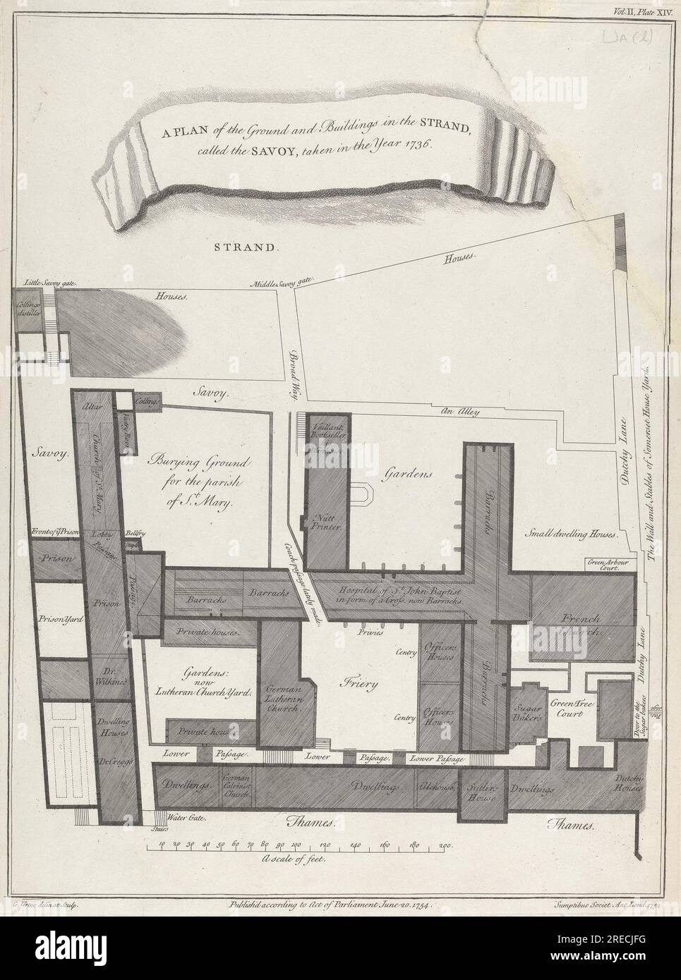 A Plan of the Ground and Buildings in the Strand, called the Savoy ...