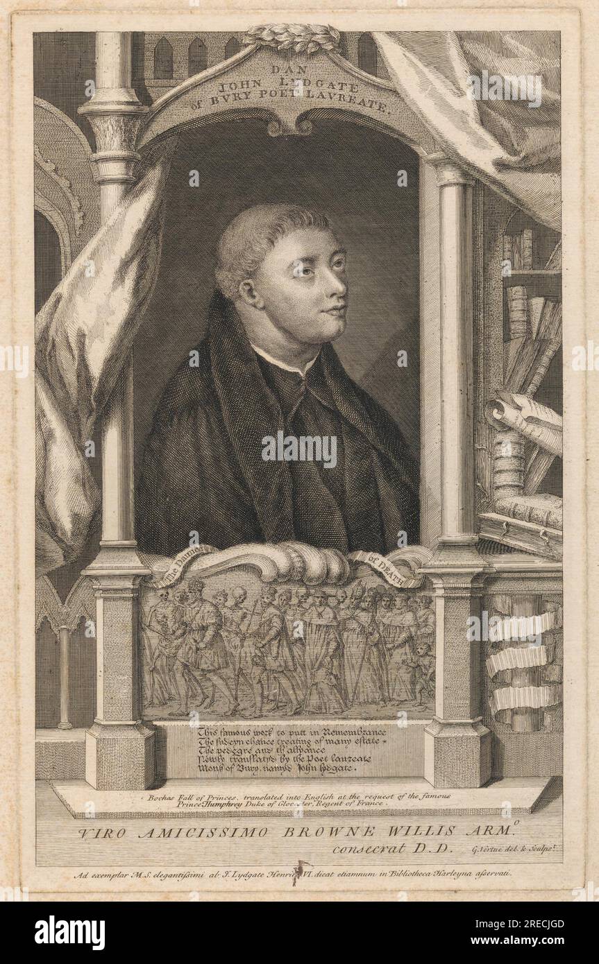 Dan John Lydgate of Bury Poet Laureate circa 1750 by George Vertue ...