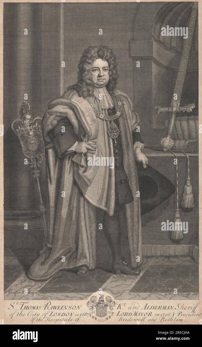 Sir Thomas Rawlinson 1719 by George Vertue Stock Photo - Alamy